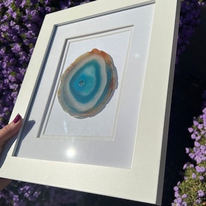 8x10 Framed Blue Agate Geode Slice, Framed Crystal, Crystal Art, Home ...