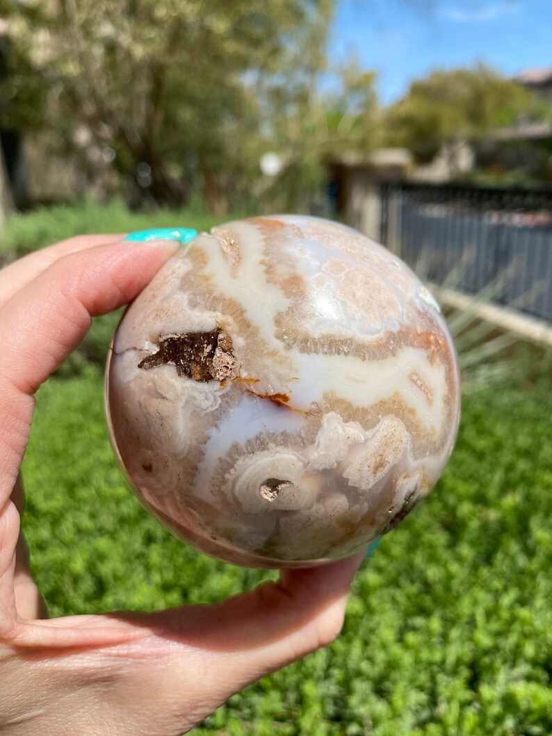 1.4lb Druzy Flower Agate Sphere W/ Stand 75mm - Etsy