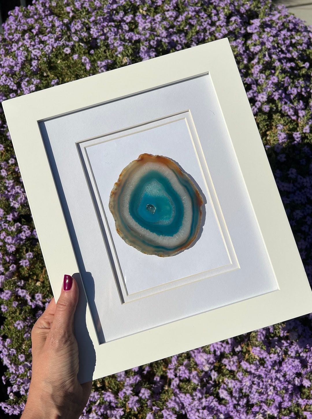 8x10 Framed Blue Agate Geode Slice, Framed Crystal, Crystal Art, Home ...