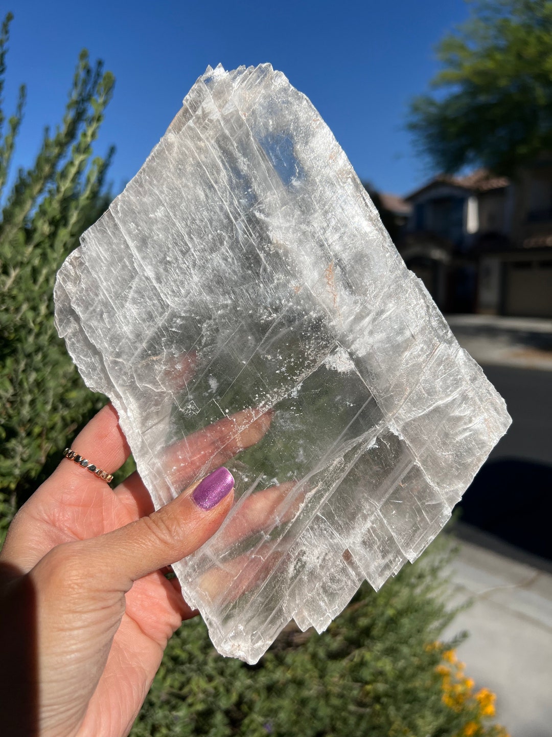 2lb Raw Clear Selenite Slab W/stand, Natural Selenite, Selenite ...