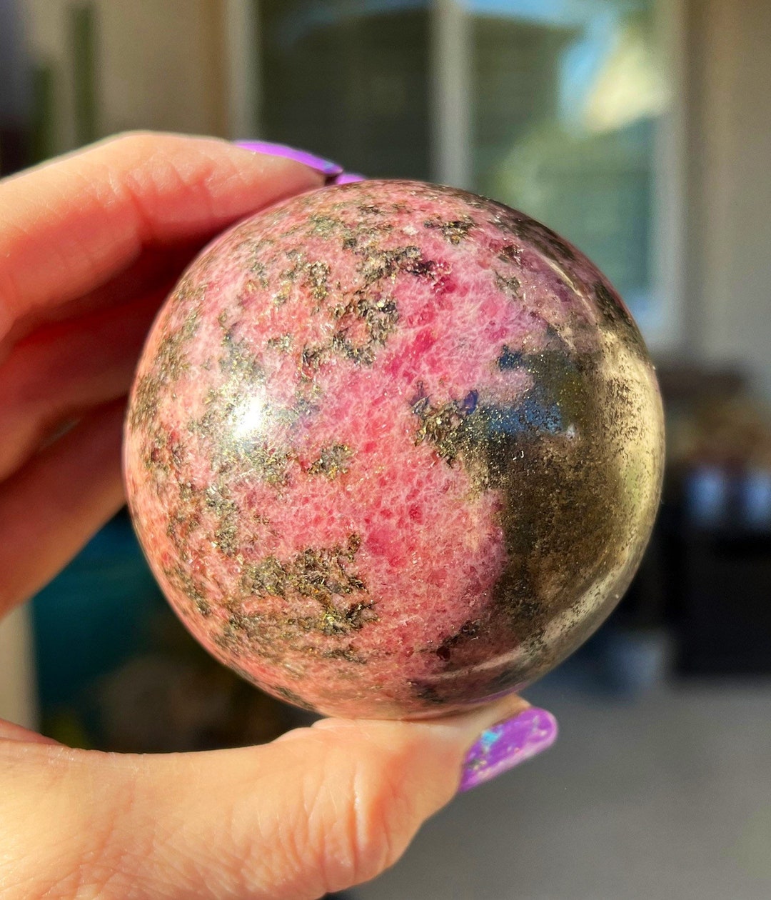 1.2lb AAA Pink Rhodonite Sphere W/ Stand 60mm - Etsy