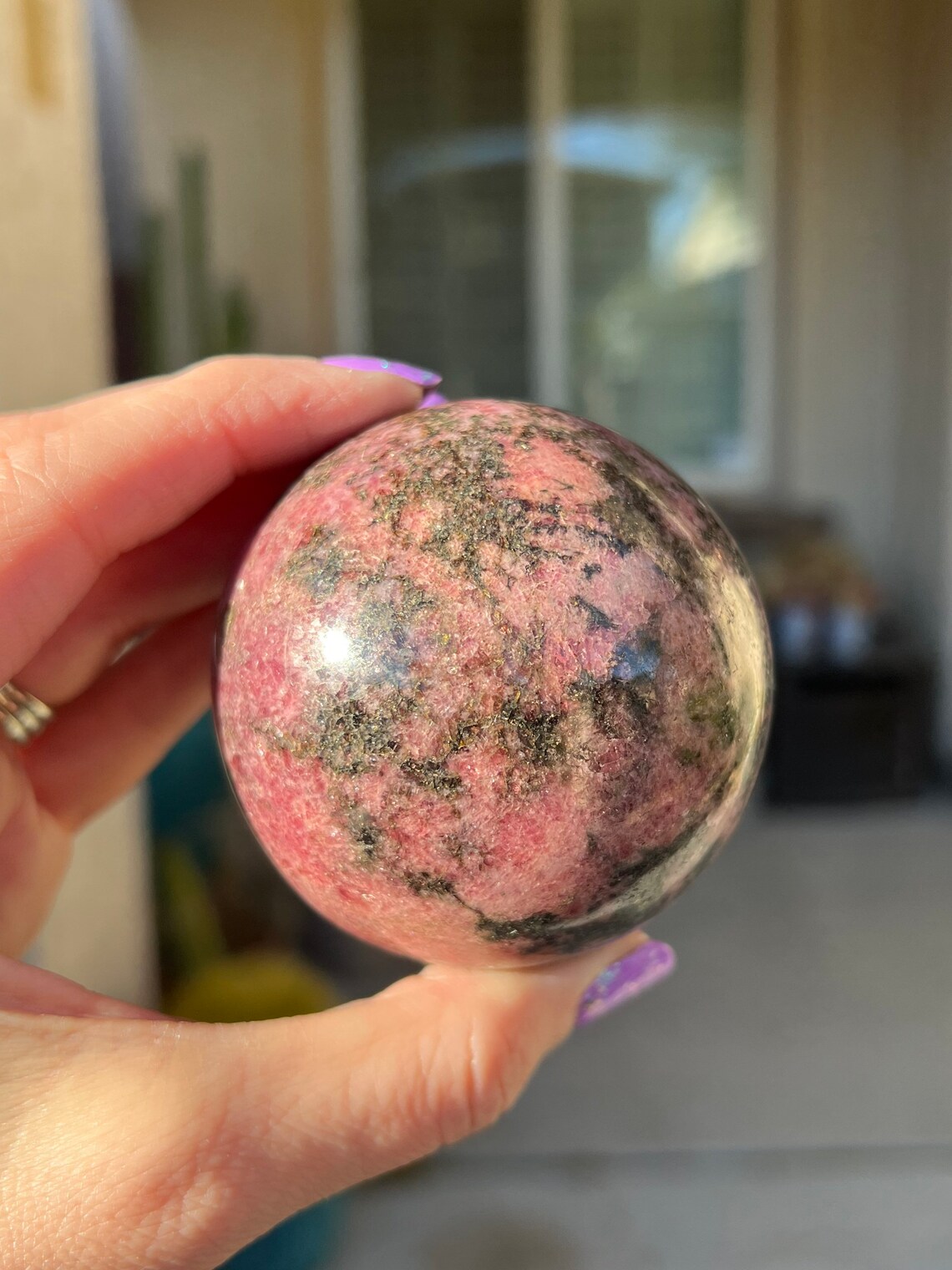 1.2lb AAA Pink Rhodonite Sphere W/ Stand 60mm | Etsy