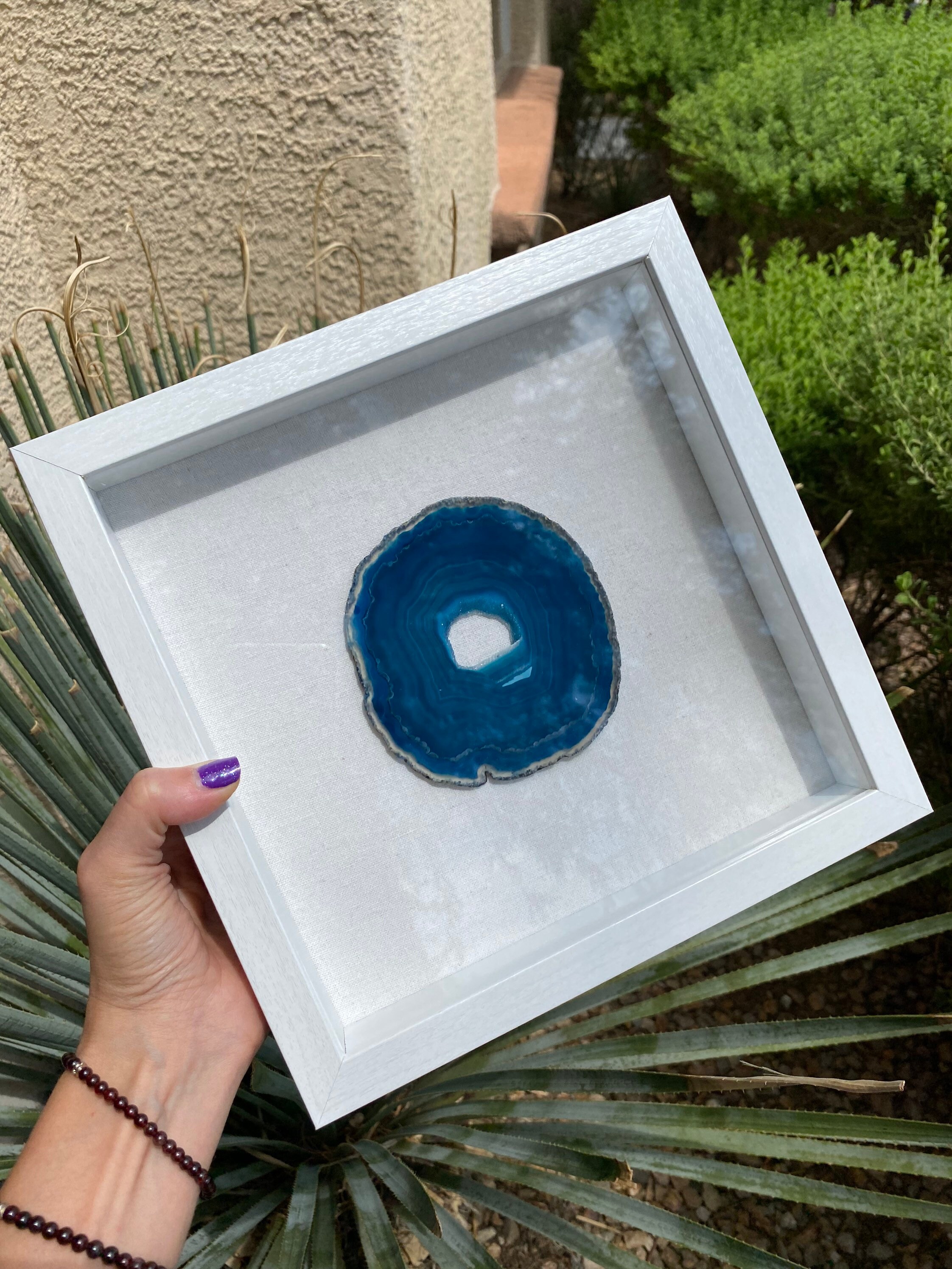 Blue Agate Geode Slice in 9x9 Shadowbox Frame | Etsy