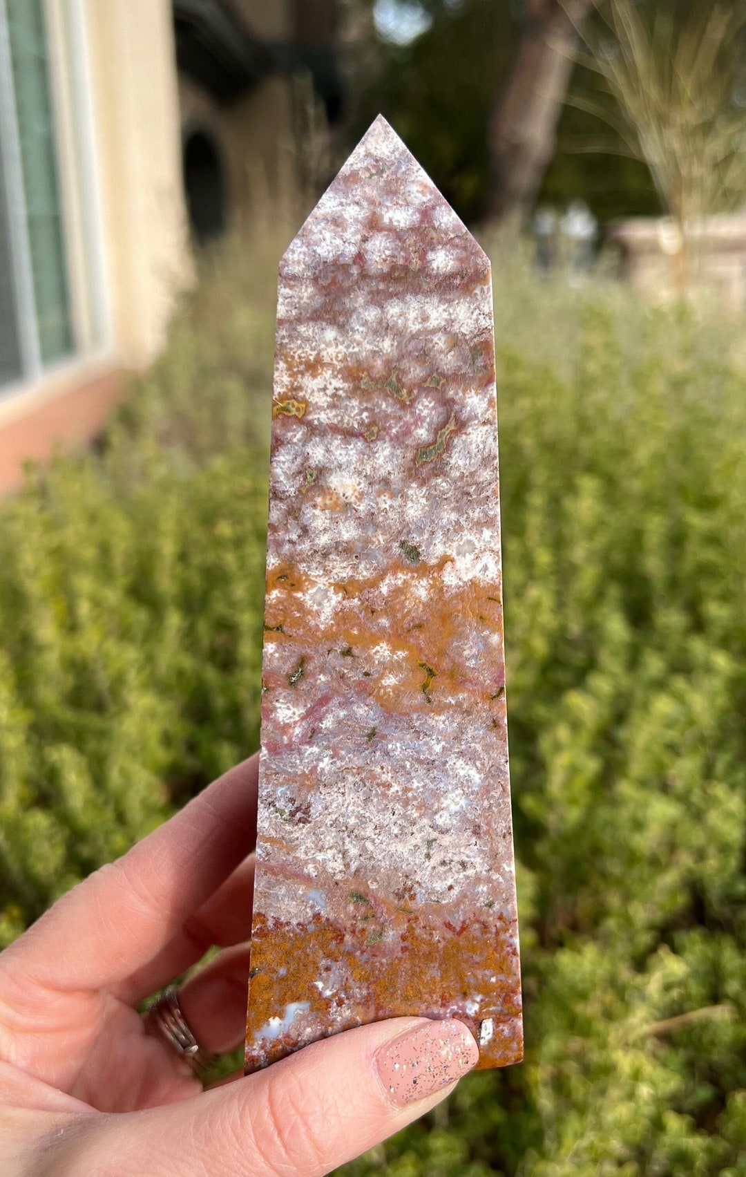 1.2lb Rainbow Ocean Jasper Tower, Sea Jasper Tower, Ocean Jasper Point ...