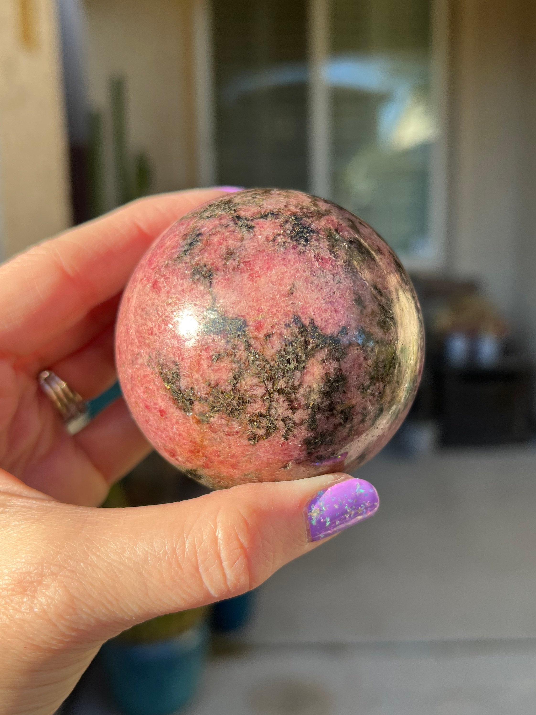 1.2lb AAA Pink Rhodonite Sphere W/ Stand 60mm - Etsy