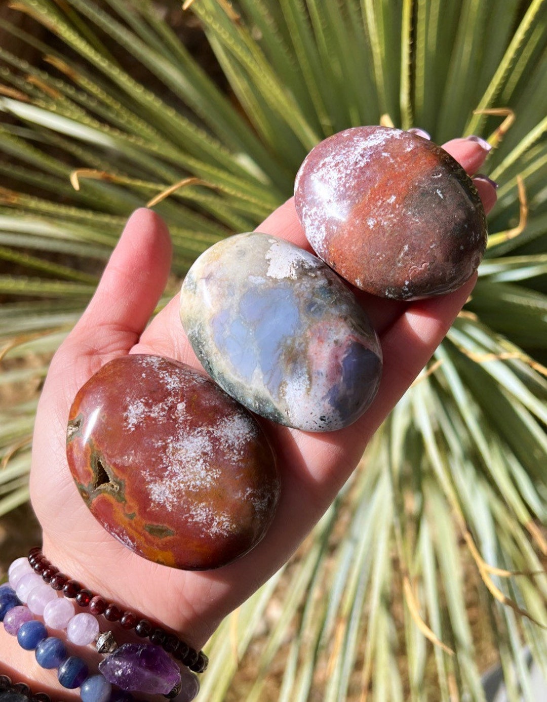 You Choose*rainbow Ocean Jasper Palmstones, Sea Jasper Palmstone, Ocean ...