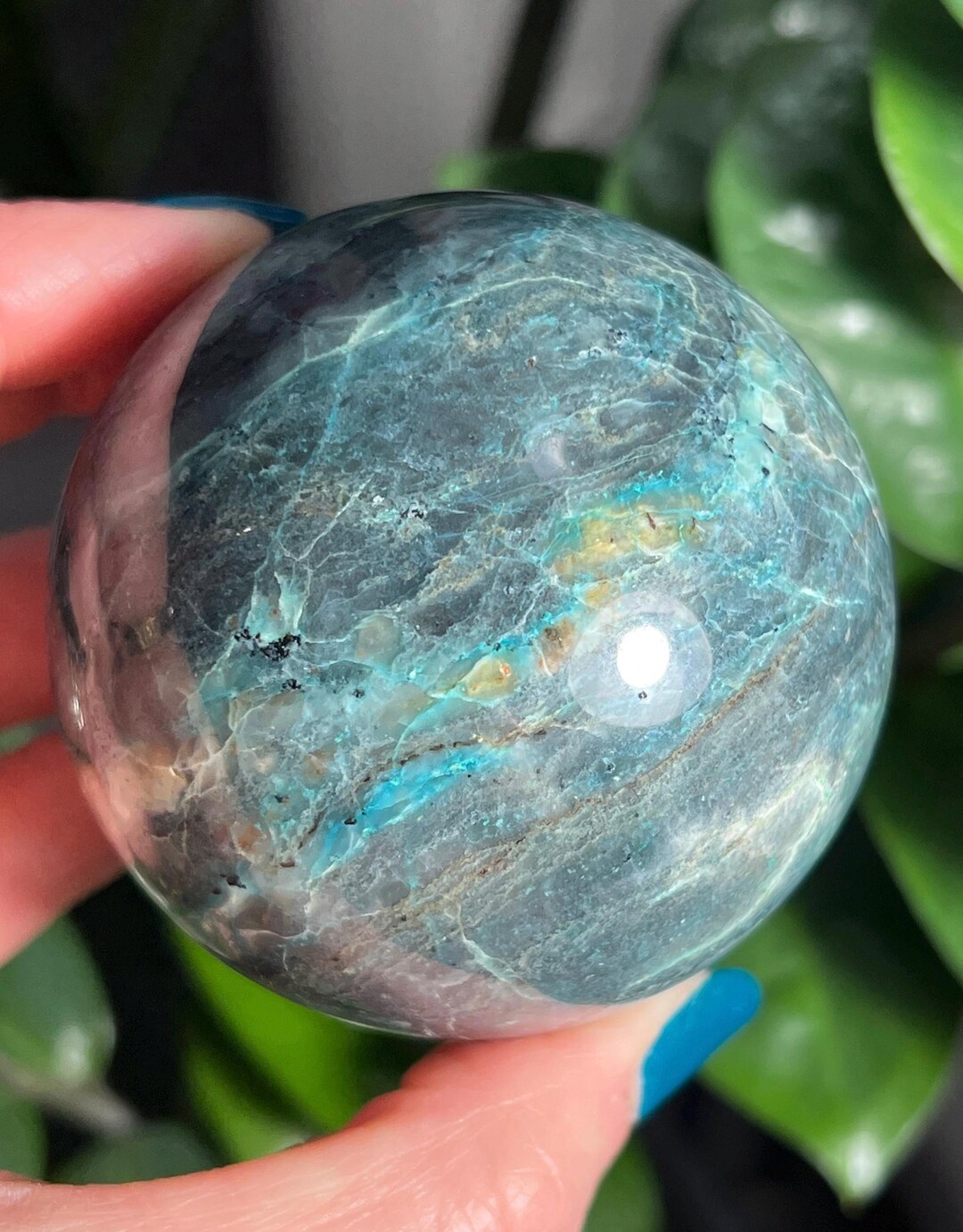 Blue Ocean Jasper Sphere W/ Stand 388g/63mm, Sea Jasper Sphere ...