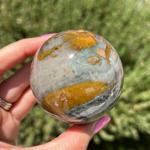 62mm Ocean Jasper Sphere W/ Stand 330g, Sea Jasper Sphere, Rainbow ...