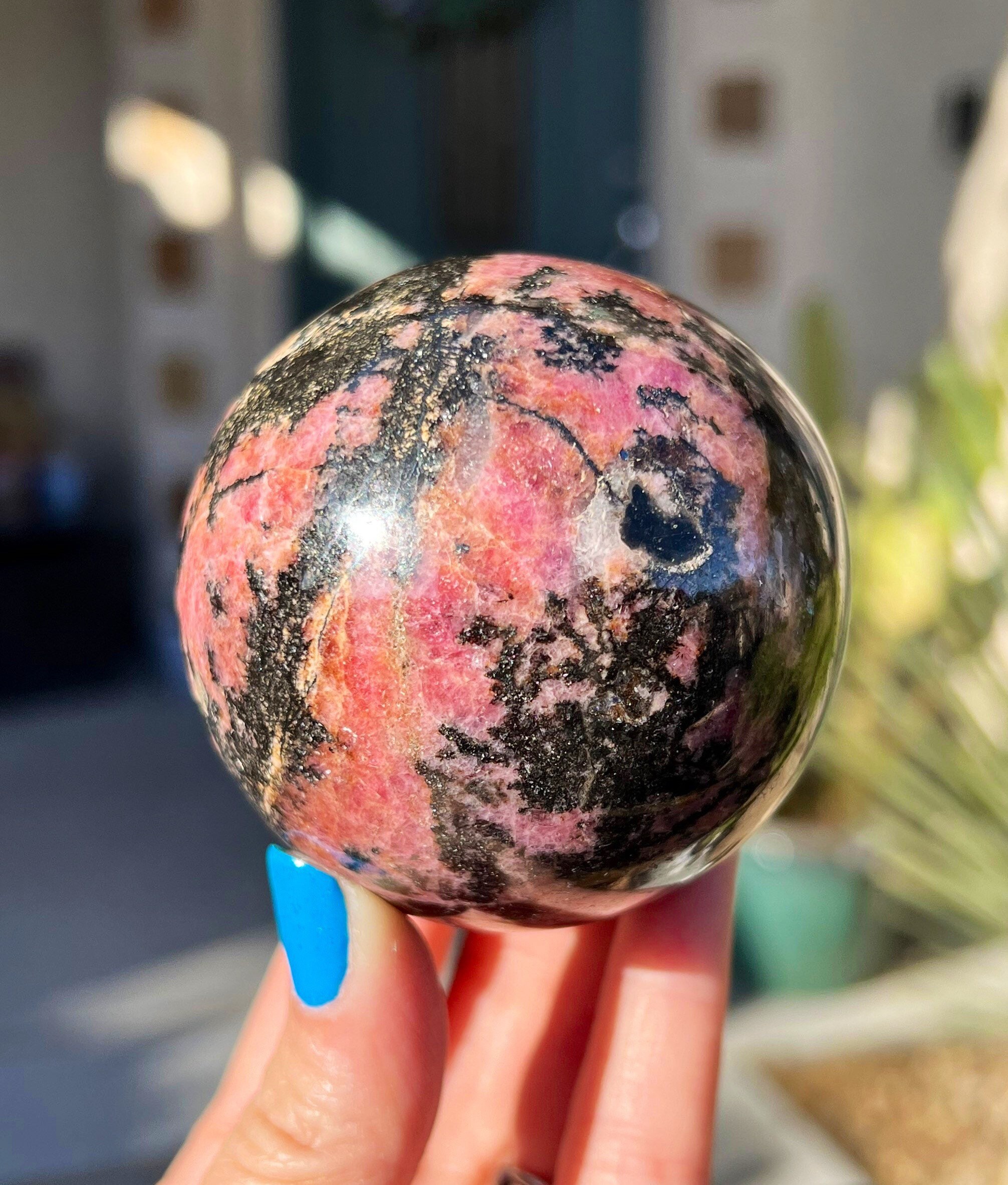 1.3lb AAA Pink Rhodonite Sphere W/ Stand 61mm | Etsy
