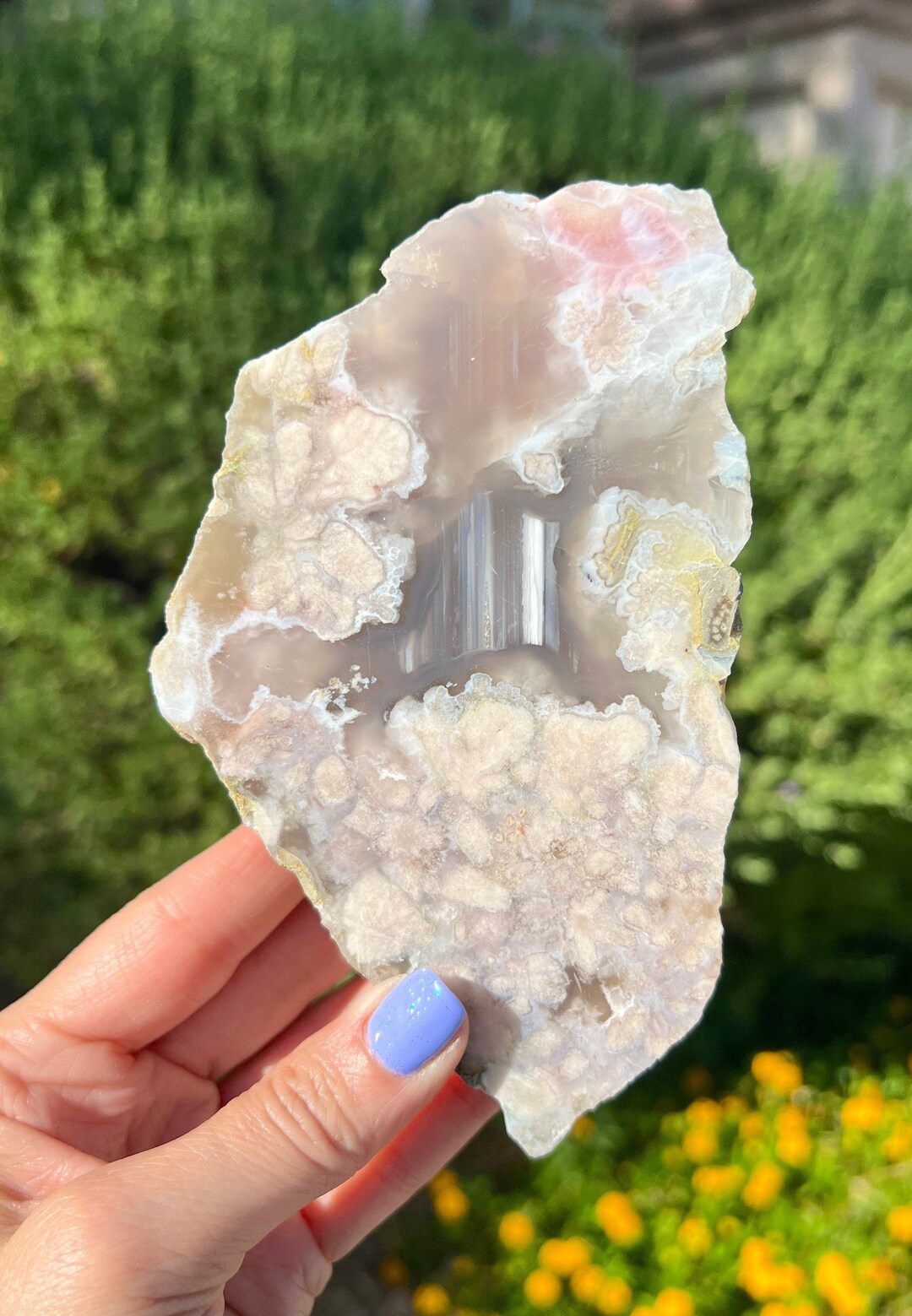 Flower Agate Slab W/stand 328g, Natural Flower Agate, Blossom Agate ...