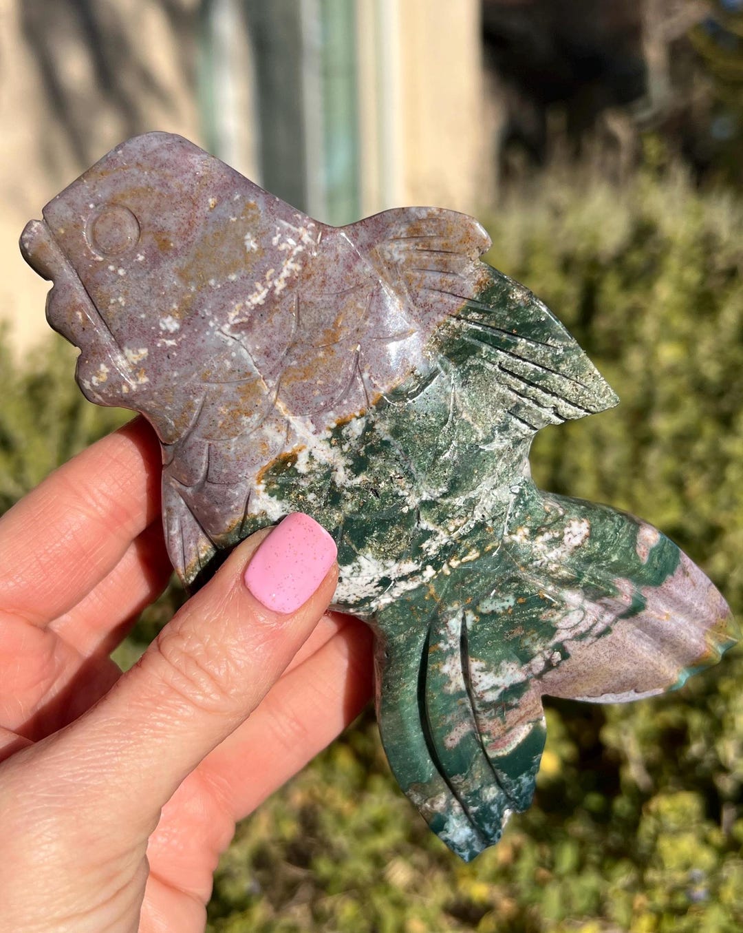 Rainbow Sea/ocean Jasper Fish Carving 1lb, Crystal Fish Carving, Sea ...
