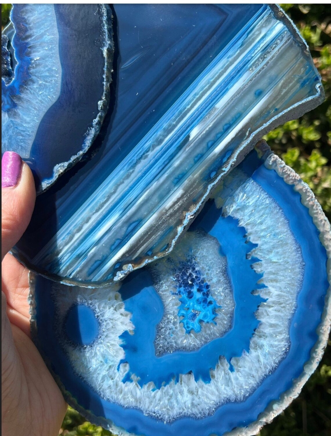 Turquoise Blue Druzy Agate Geode Slice W/stand, Geode Slice, Teal Agate ...