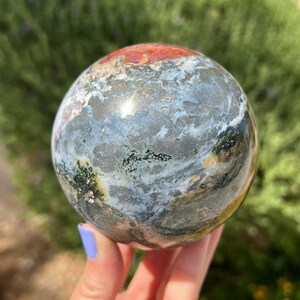 2.2lb Green Ocean Jasper Sphere W/ Stand 88mm, Sea Jasper Sphere ...