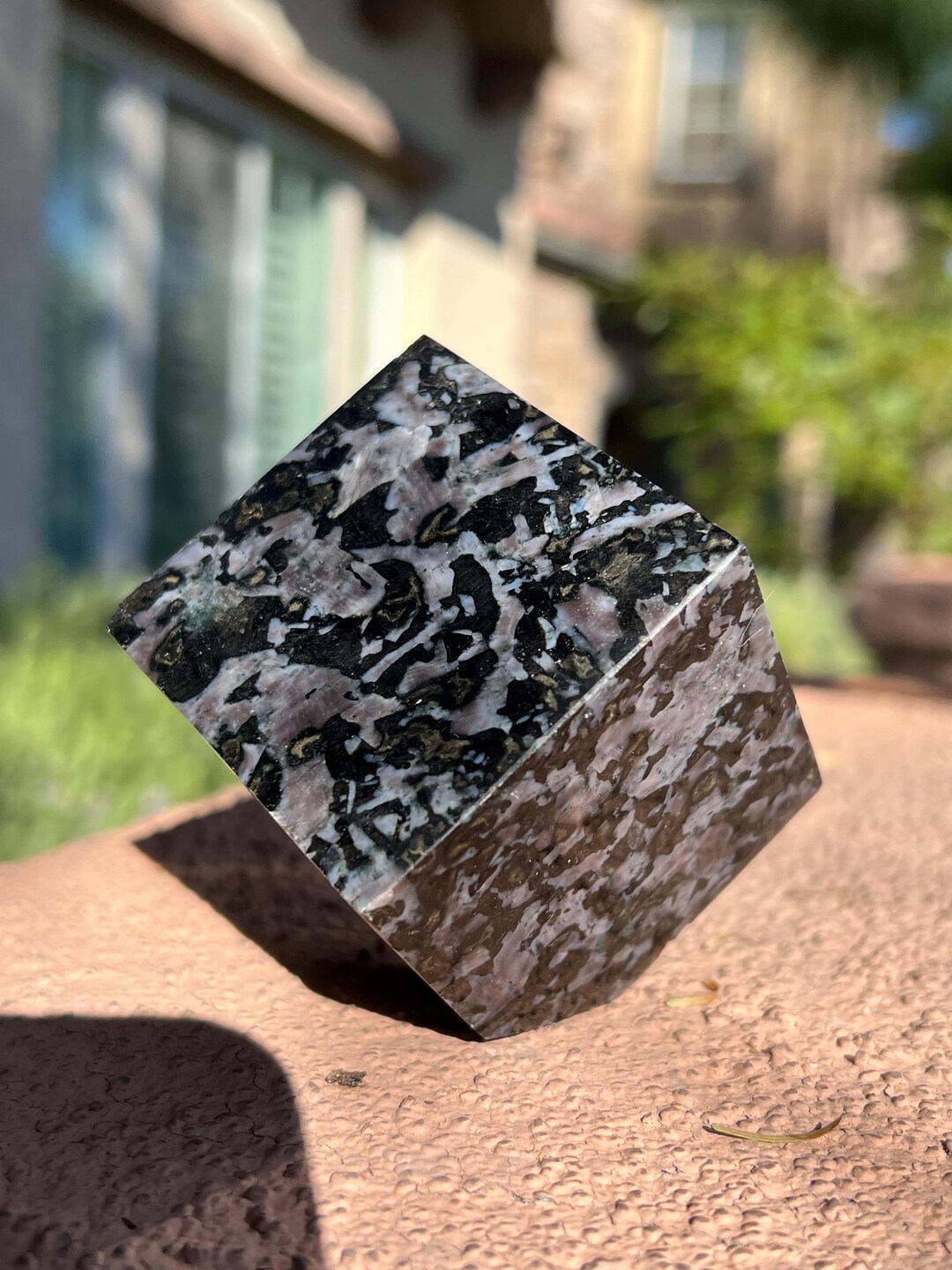 Indigo Gabbro Corner-standing Cube 1.2lb, Merlinite Cube, Indigo Gabbro Cube, Polished Merlinite ...