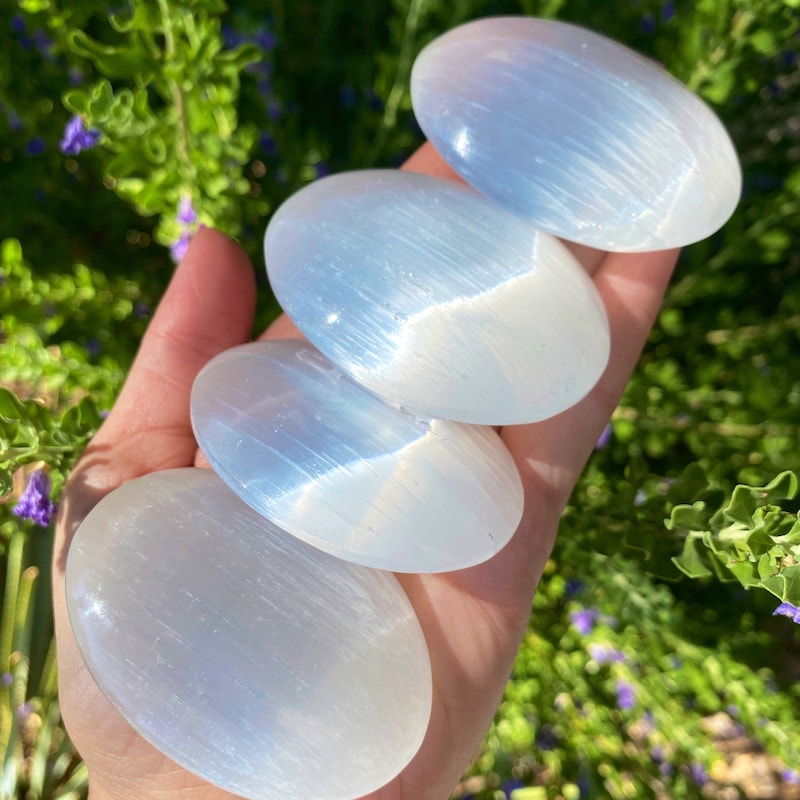 Large Selenite Palmstone - Etsy