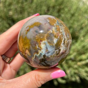 62mm Ocean Jasper Sphere W/ Stand 330g, Sea Jasper Sphere, Rainbow ...