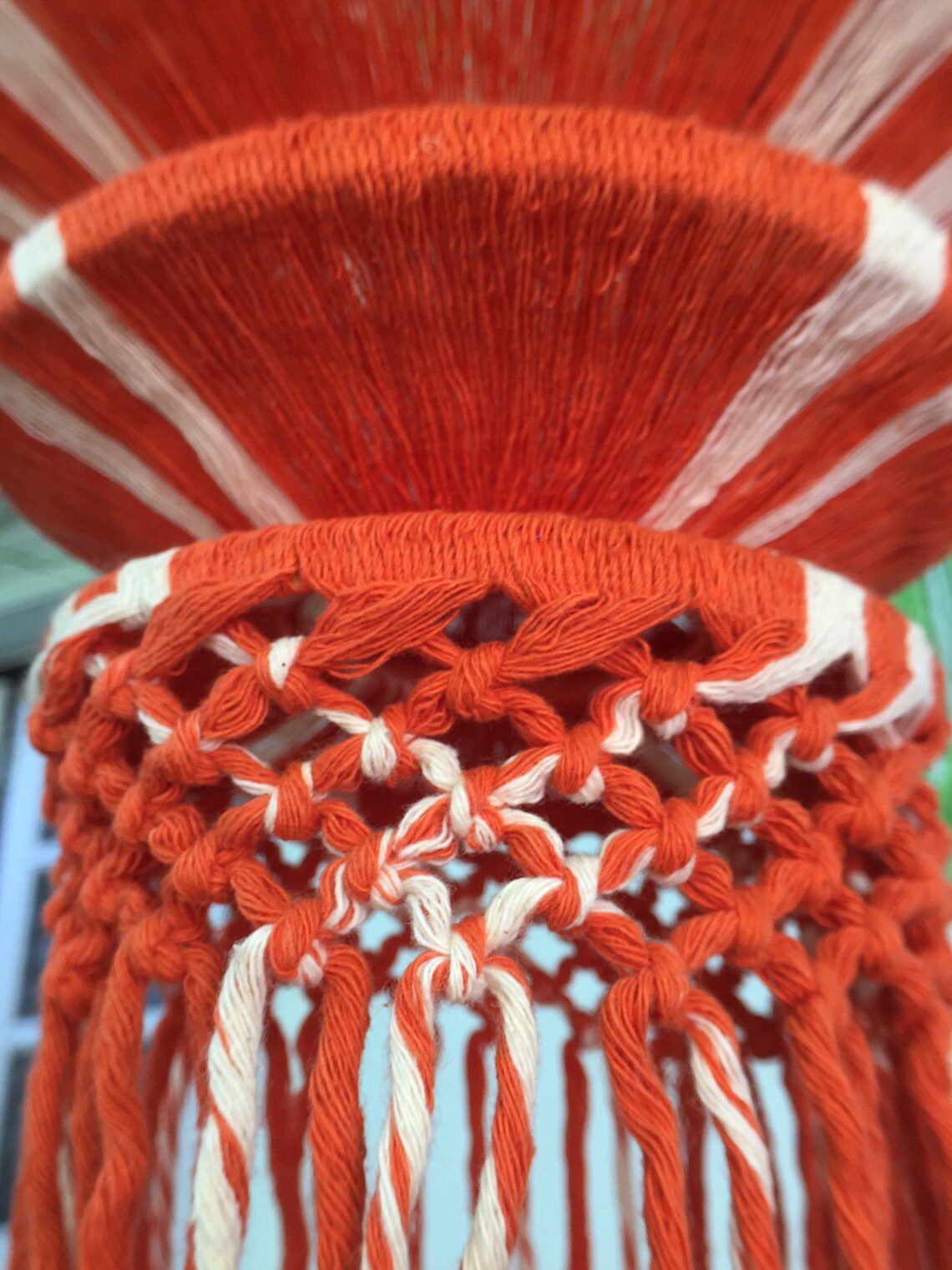 Fire orange macrame lamp shade boho macrame chandelier | Etsy