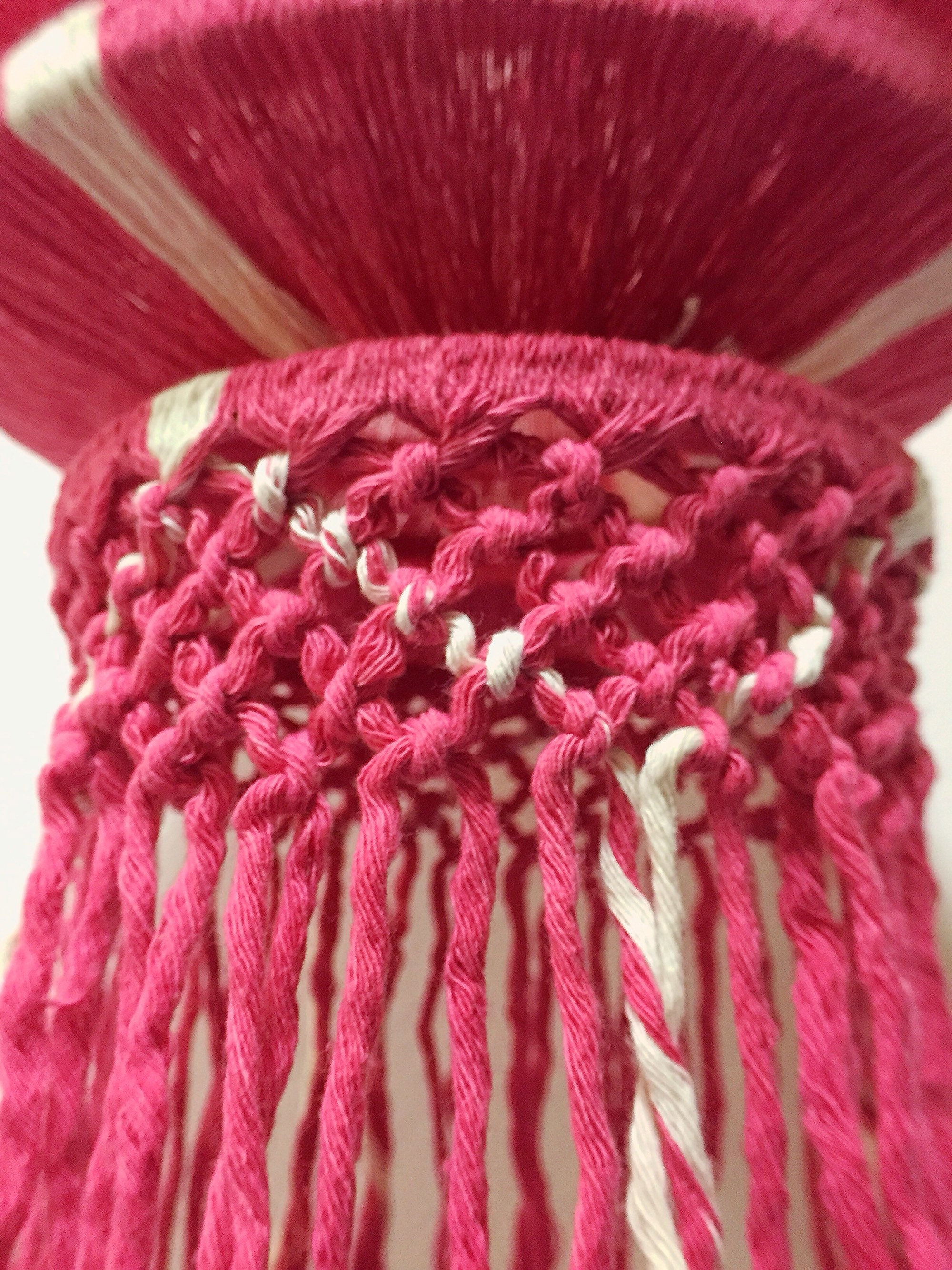Pink & white macrame lamp shade macrame boho chandelier | Etsy