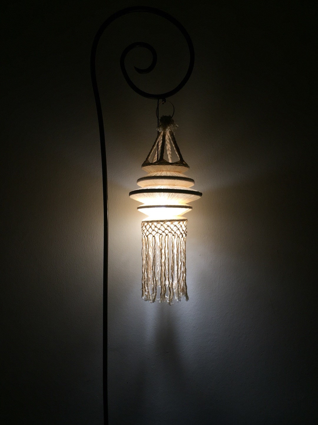 Macrame Chandelier Pendant Light, Macrame Boho Lamp Shade, Boho Lantern ...
