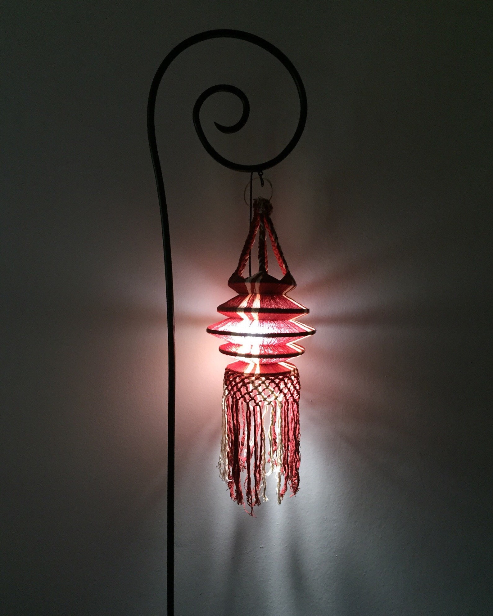 Currant Red Macrame Lamp Shade, Boho Macrame Lantern, Macrame ...