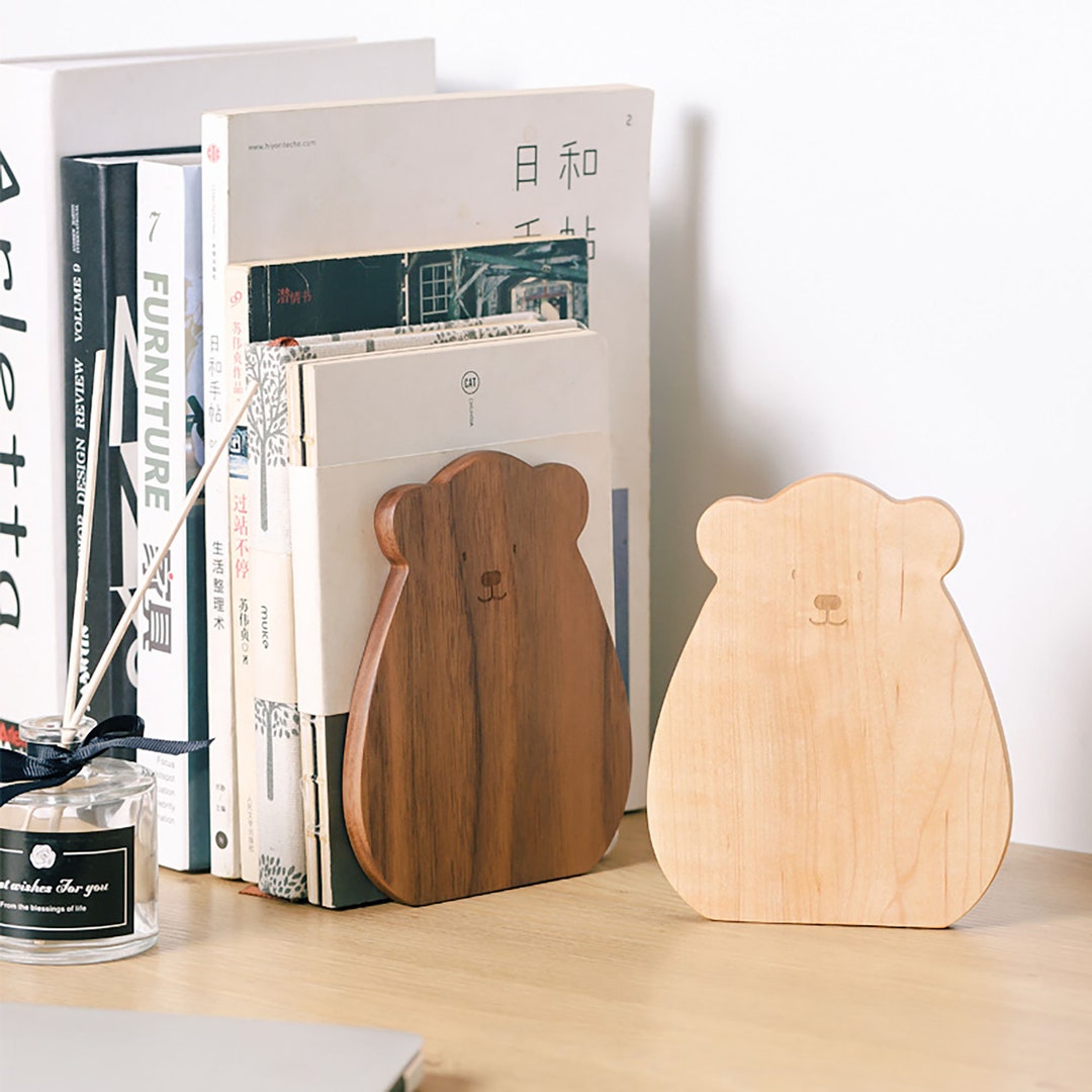 Decor Cute Bear Bookends, Walnut Book Stands, Beech Bookends, Handmade ...