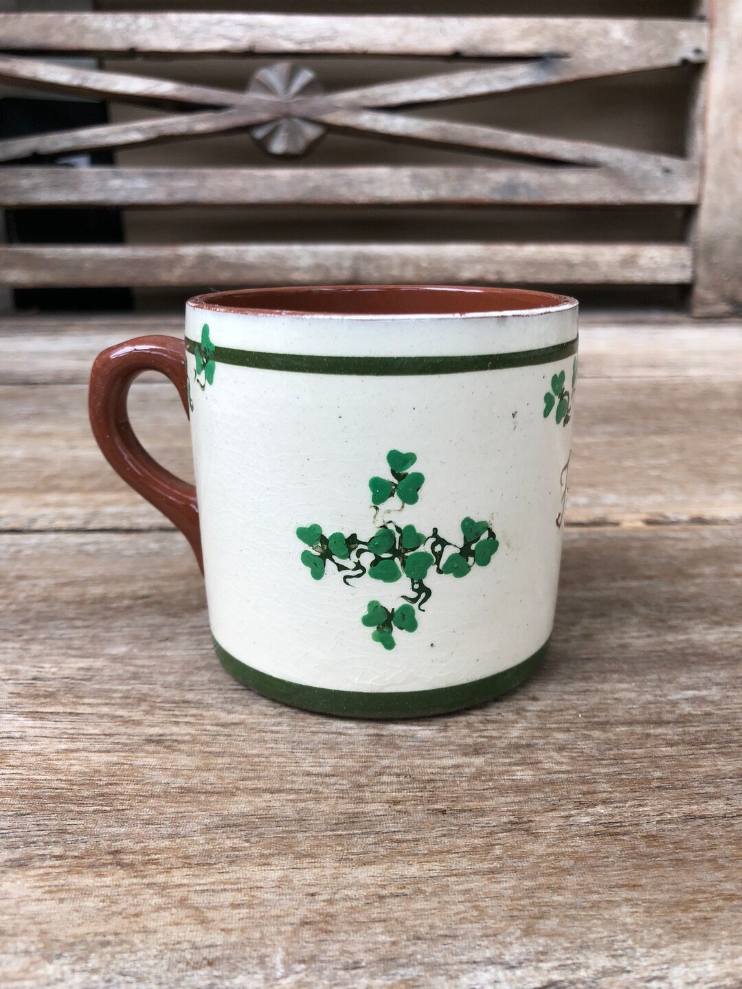 Antique Carrig Ware Pottery Mug From Ireland With Shamrock Design - Etsy
