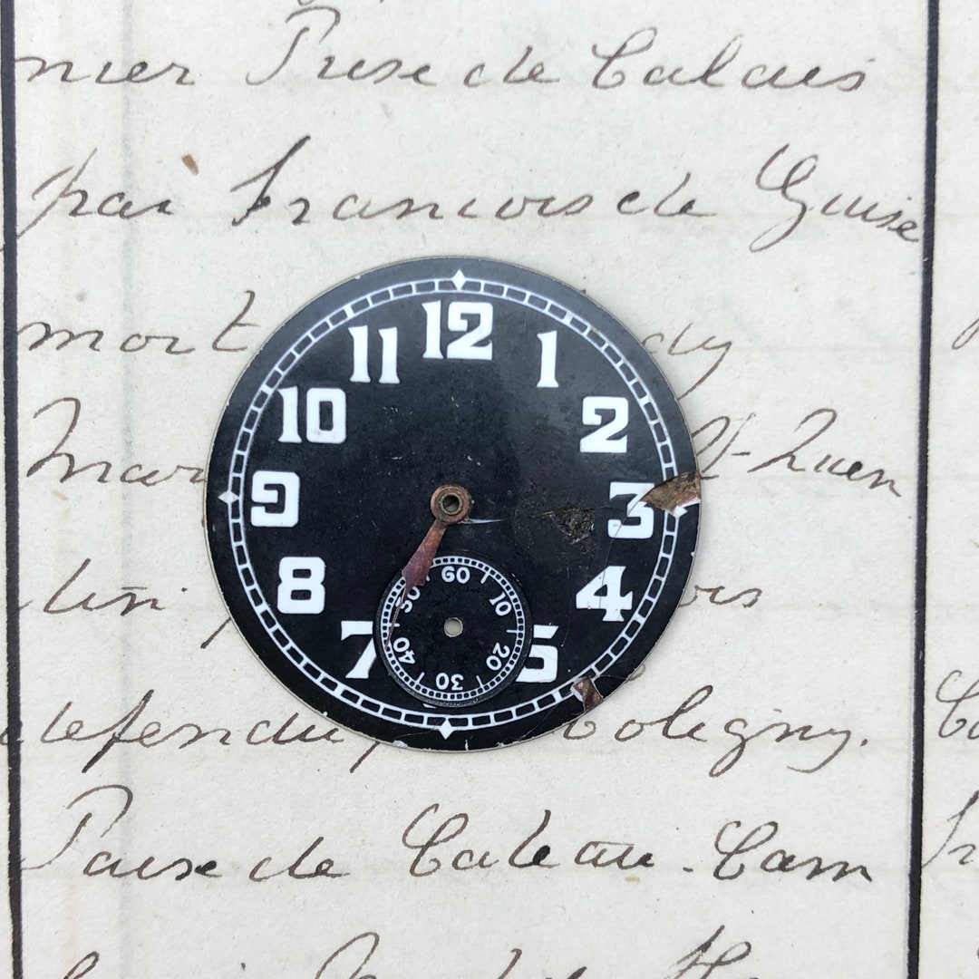 Antique Enamel Watch Dial Black Craft Supplies Junk Journal Ref: 42 - Etsy
