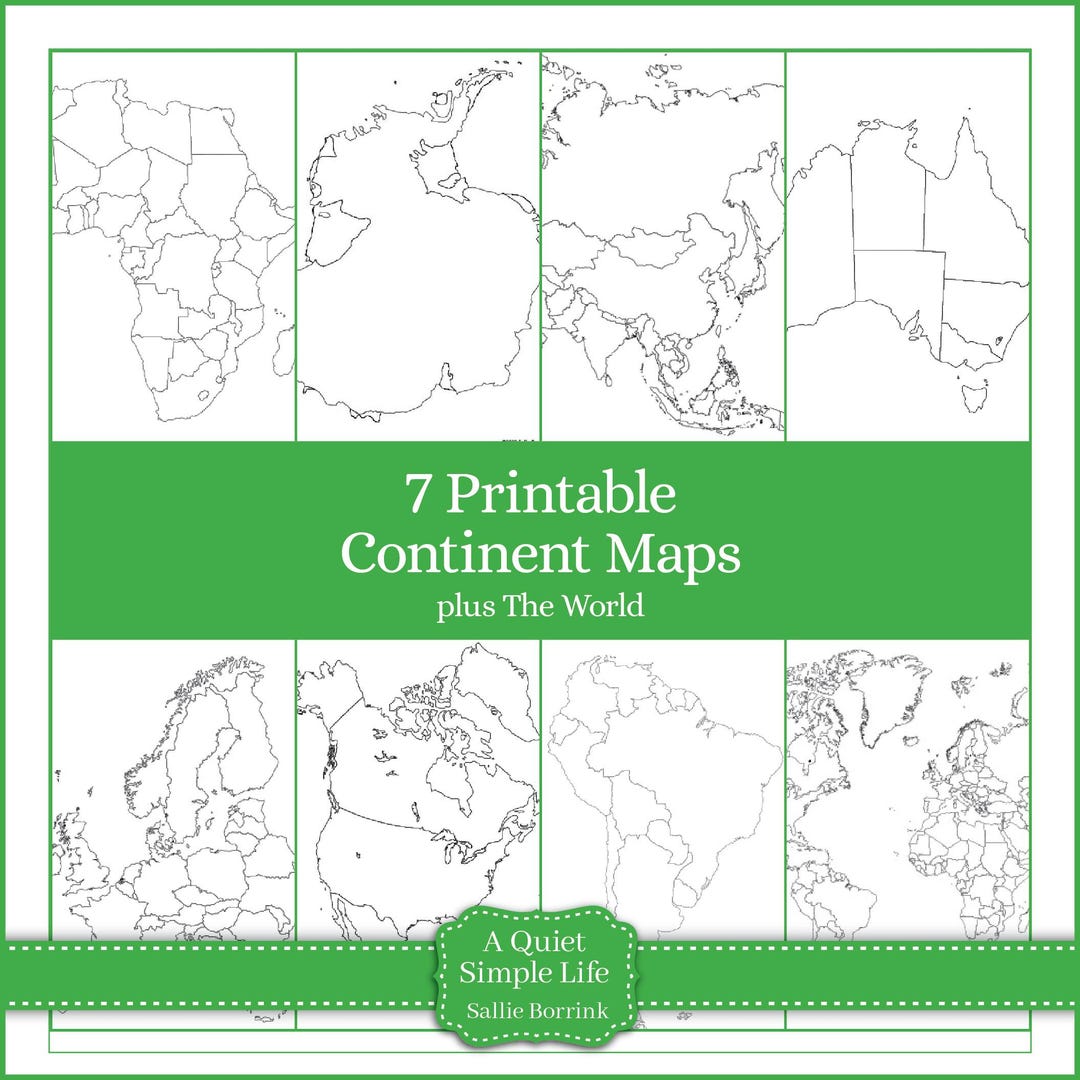 Blank Continent Maps Set – Homeschool Geography (printable) - Etsy