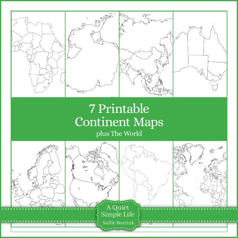Blank Continent Maps Set – Homeschool Geography (printable) - Etsy