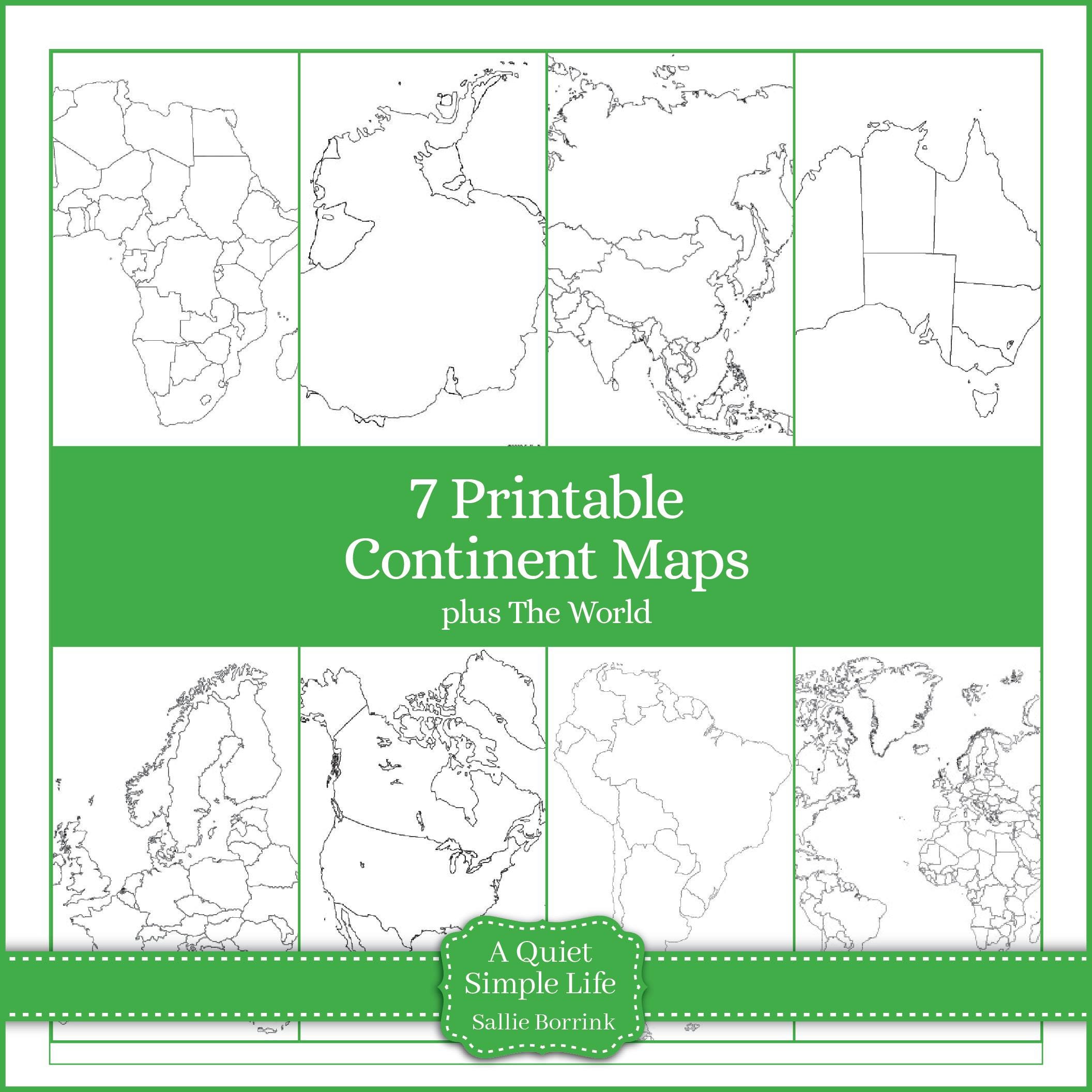 Blank Continent Maps Set – Homeschool Geography (printable) - Etsy