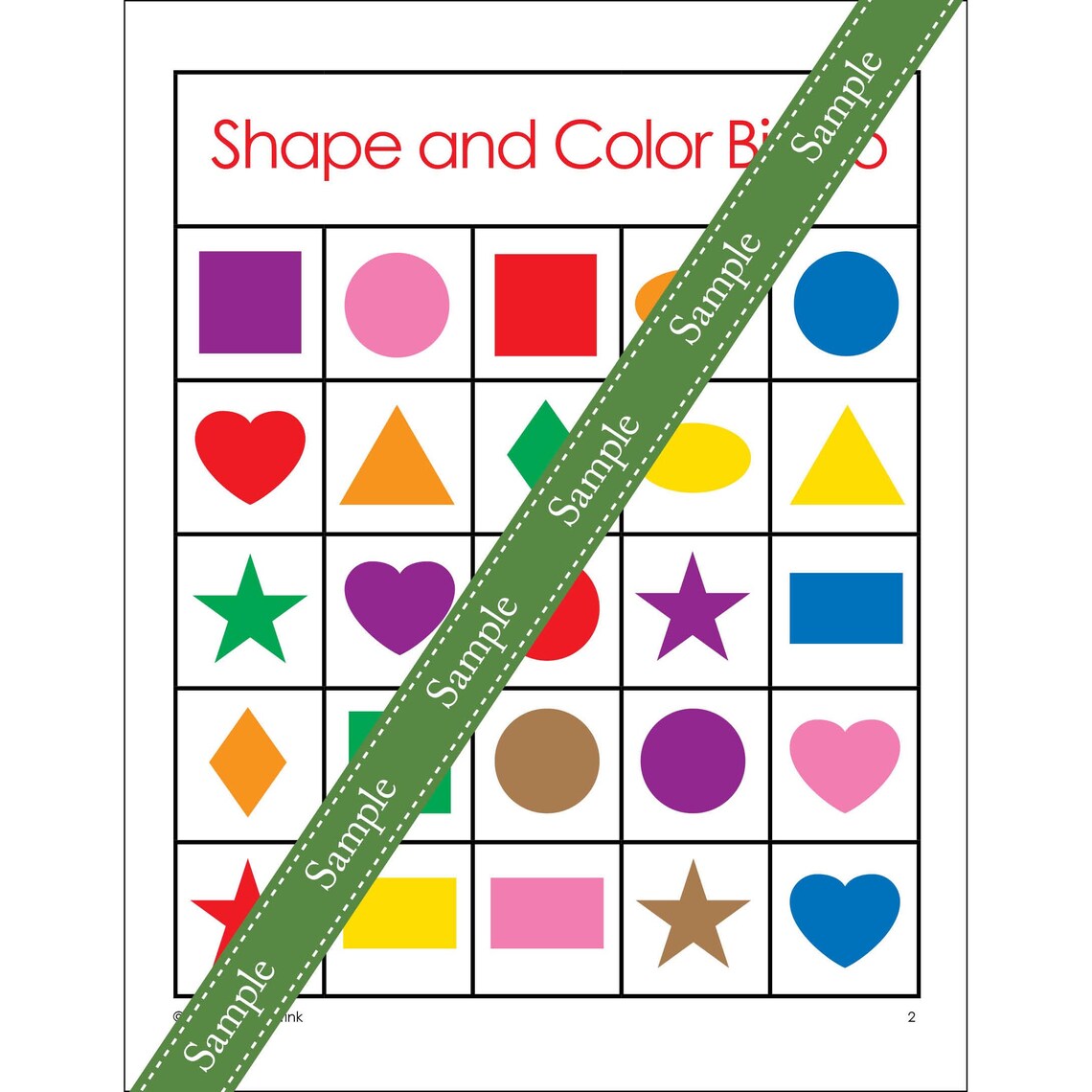 Shapes and Colors Bingo Game Printable Cards 5×5 - Etsy