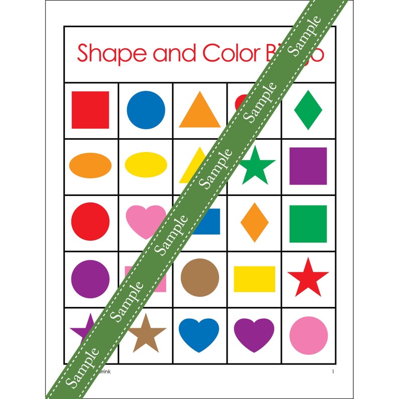 Shapes and Colors Bingo Game Printable Cards 5×5 - Etsy
