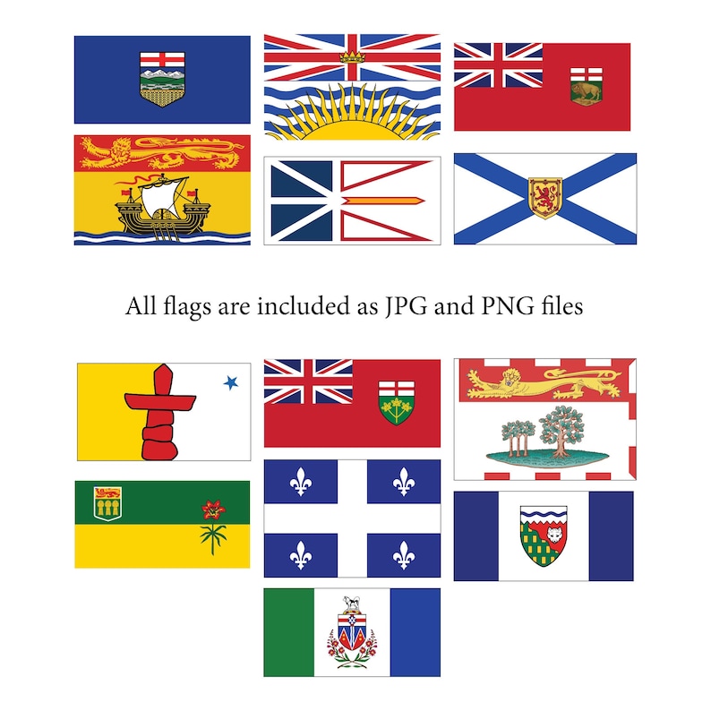 Canada Provincial and Territorial Flags Clip Art - Etsy