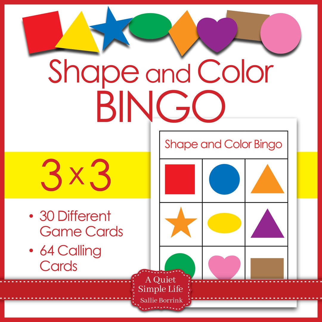 Shapes and Colors Bingo Printable Game 33 - Etsy