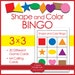 Shapes and Colors Bingo Printable Game 3×3 - Etsy