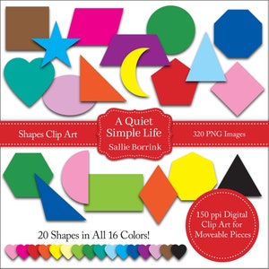 Shapes Moveable Clip Art for Digital Resources 16 Colors & - Etsy