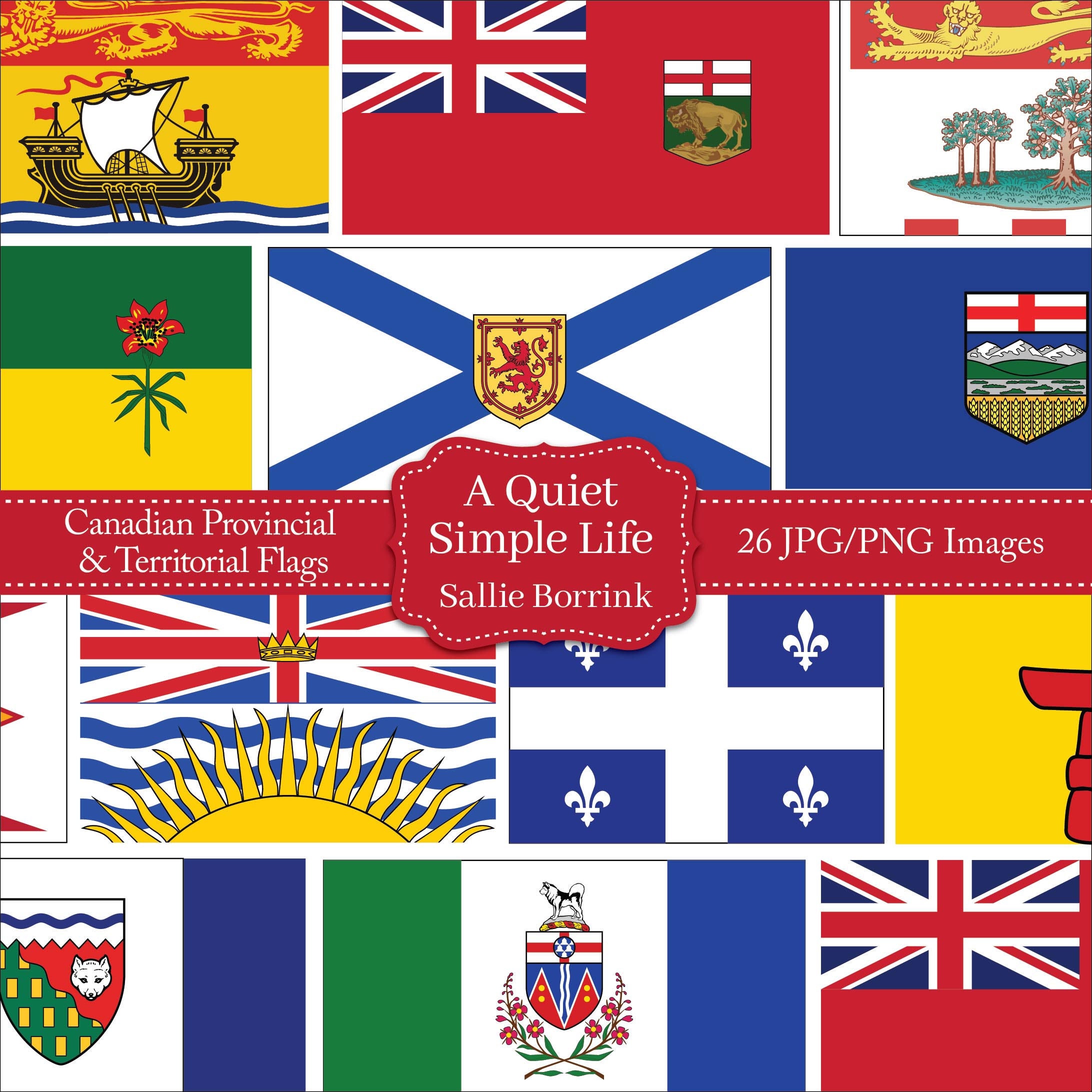 Canada Provincial and Territorial Flags Clip Art - Etsy