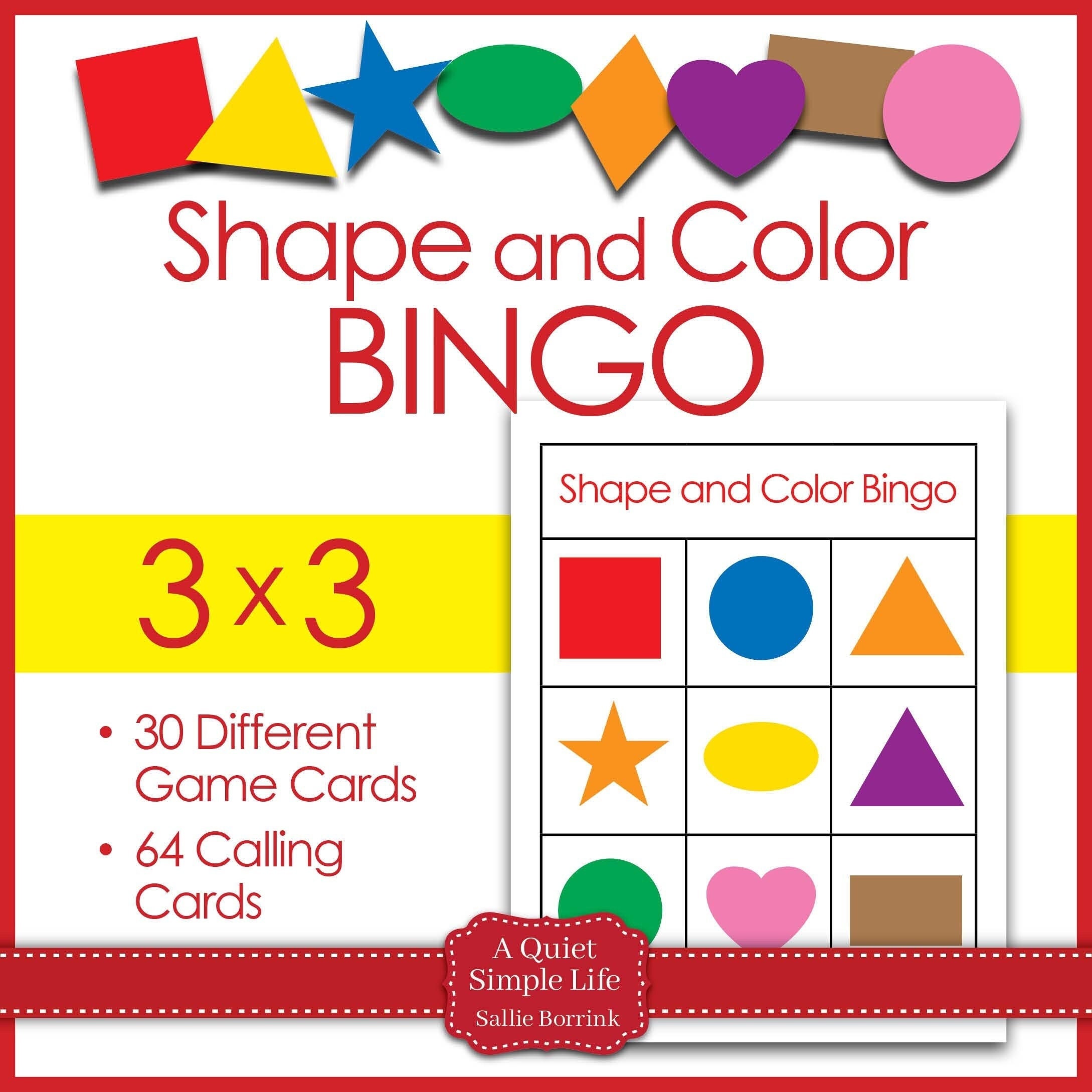 Shapes and Colors Bingo Printable Game 33 - Etsy