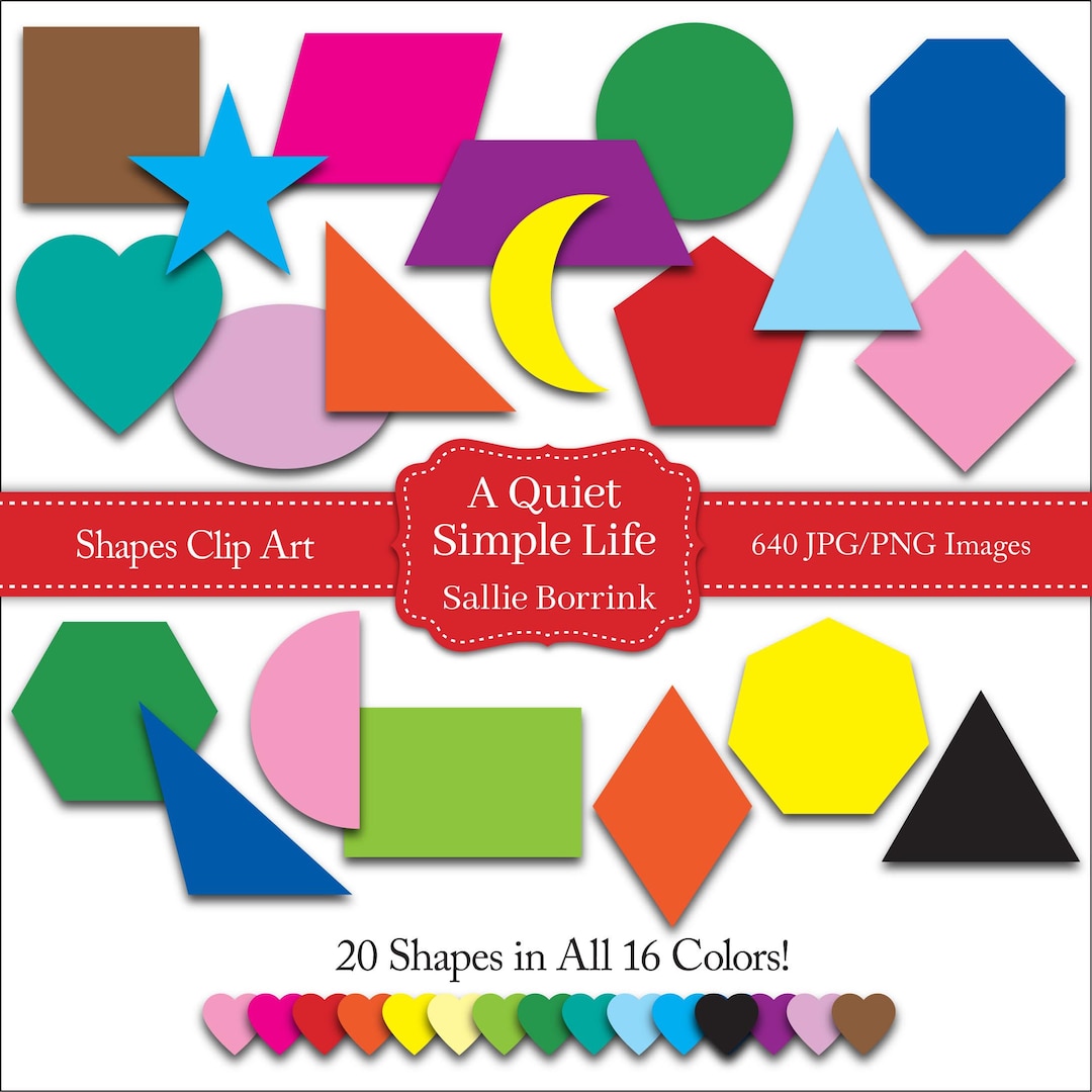 Shapes Clip Art – 16 Colors & 20 Shapes - Etsy