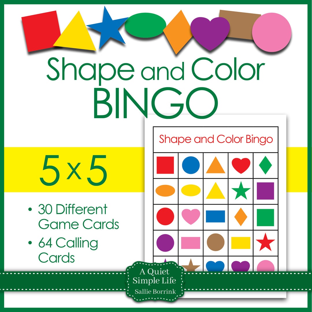 Shapes and Colors Bingo Game Printable Cards 5×5 - Etsy