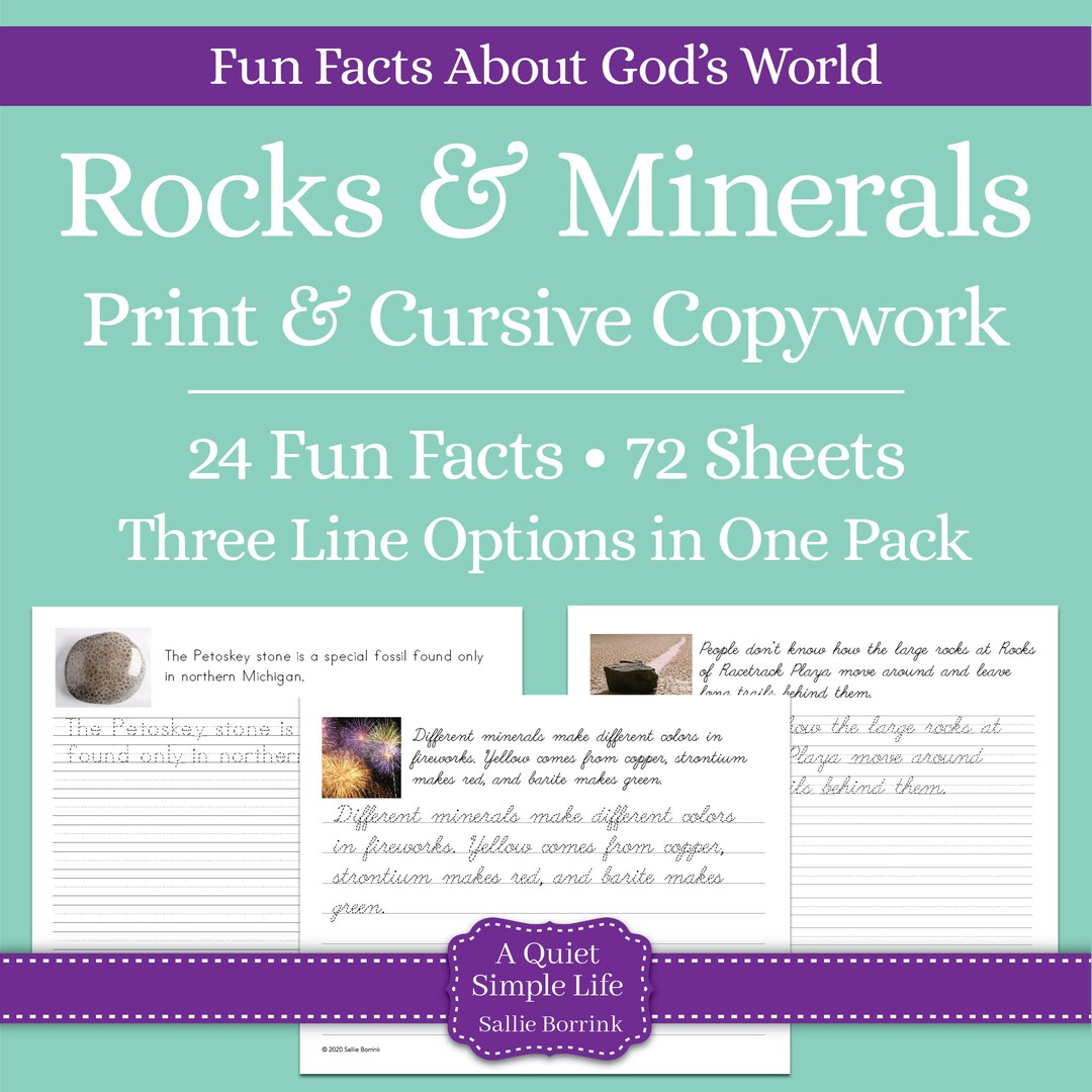 Rocks & Minerals Copywork – Print and Cursive - Etsy