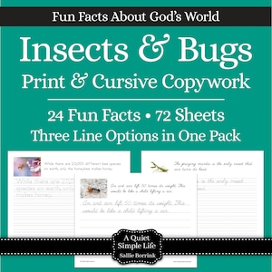 Insects & Bugs Copywork – Print and Cursive - Etsy