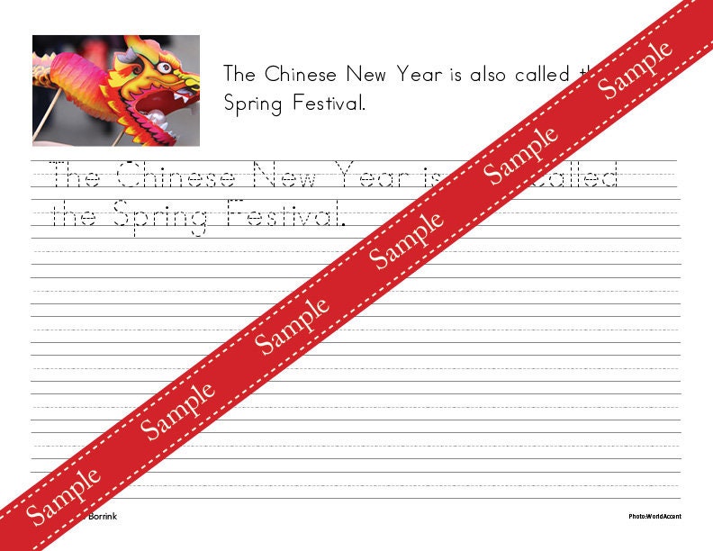 Chinese New Year Copywork – Print and Cursive Worksheets - Etsy