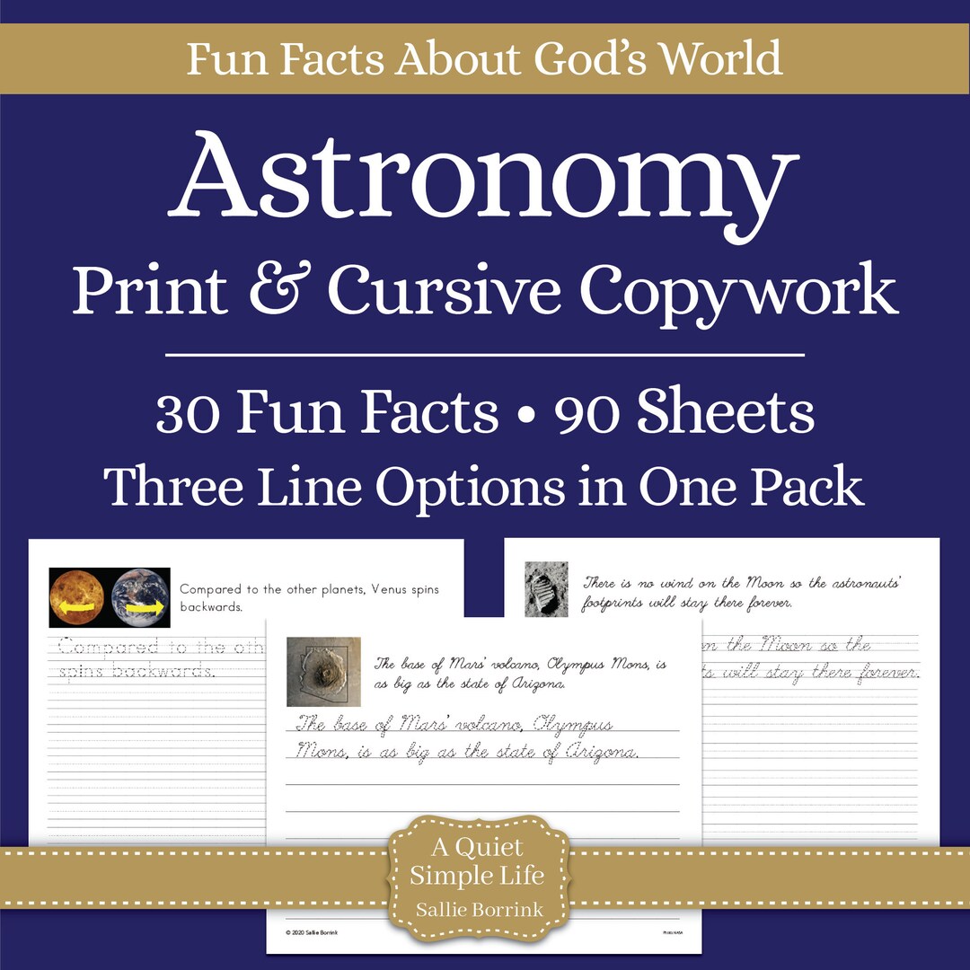 Astronomy Copywork – Print & Cursive - Etsy