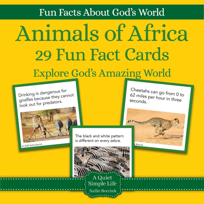 Animals of Africa Fun Facts Cards – Printable Activity - Etsy