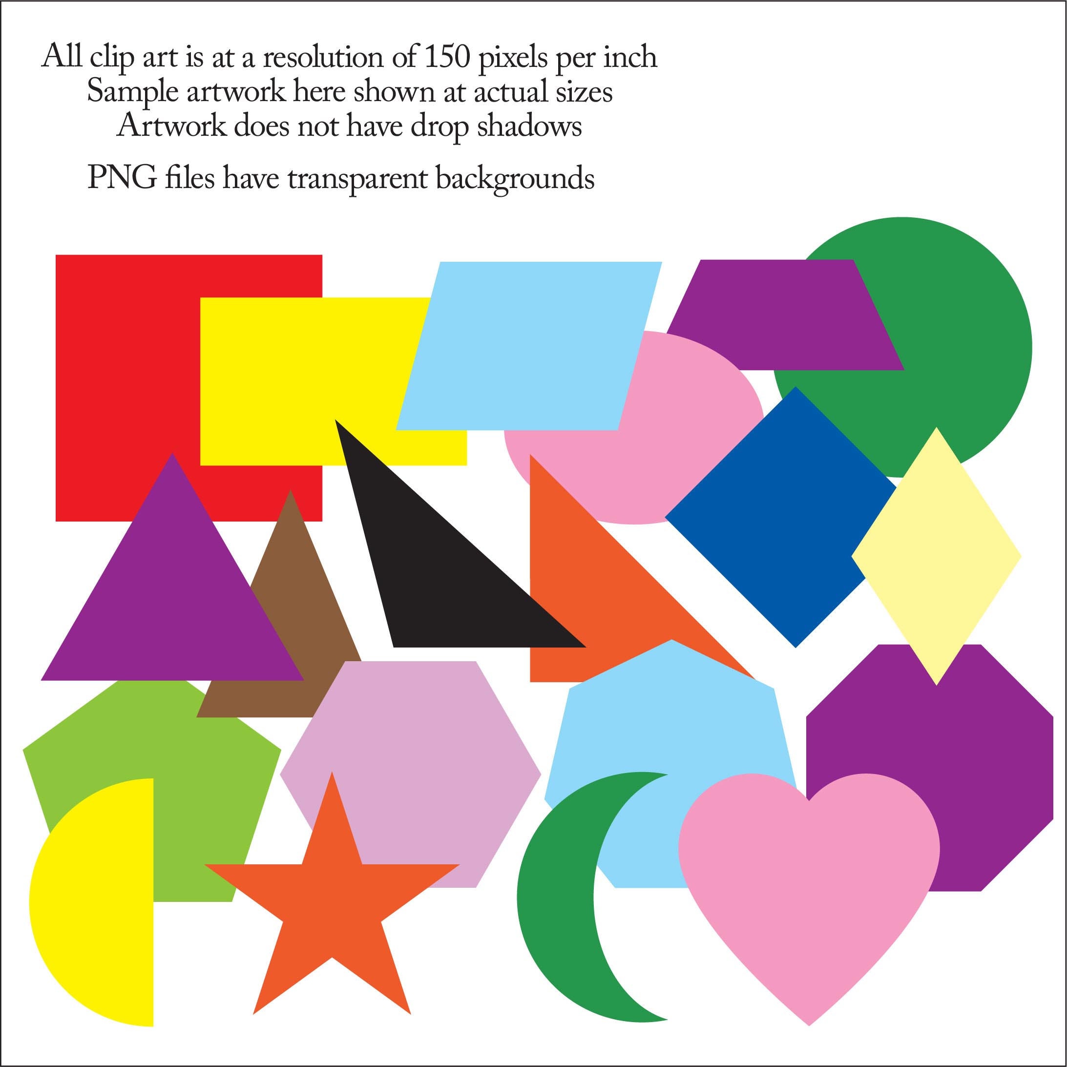 Shapes Moveable Clip Art for Digital Resources – 16 Colors & 20 Shapes ...