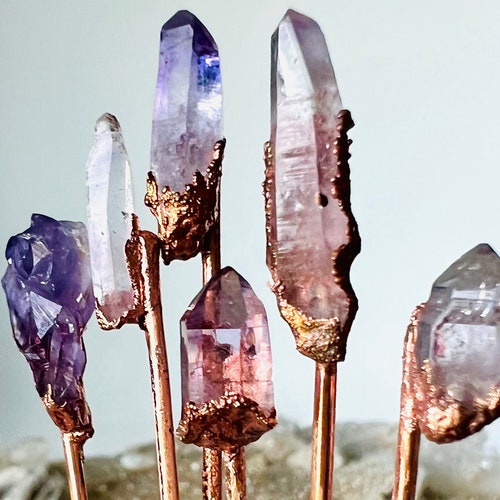 Dainty Raw Amethyst Crystal Hair Stick Boho Wedding Boho - Etsy