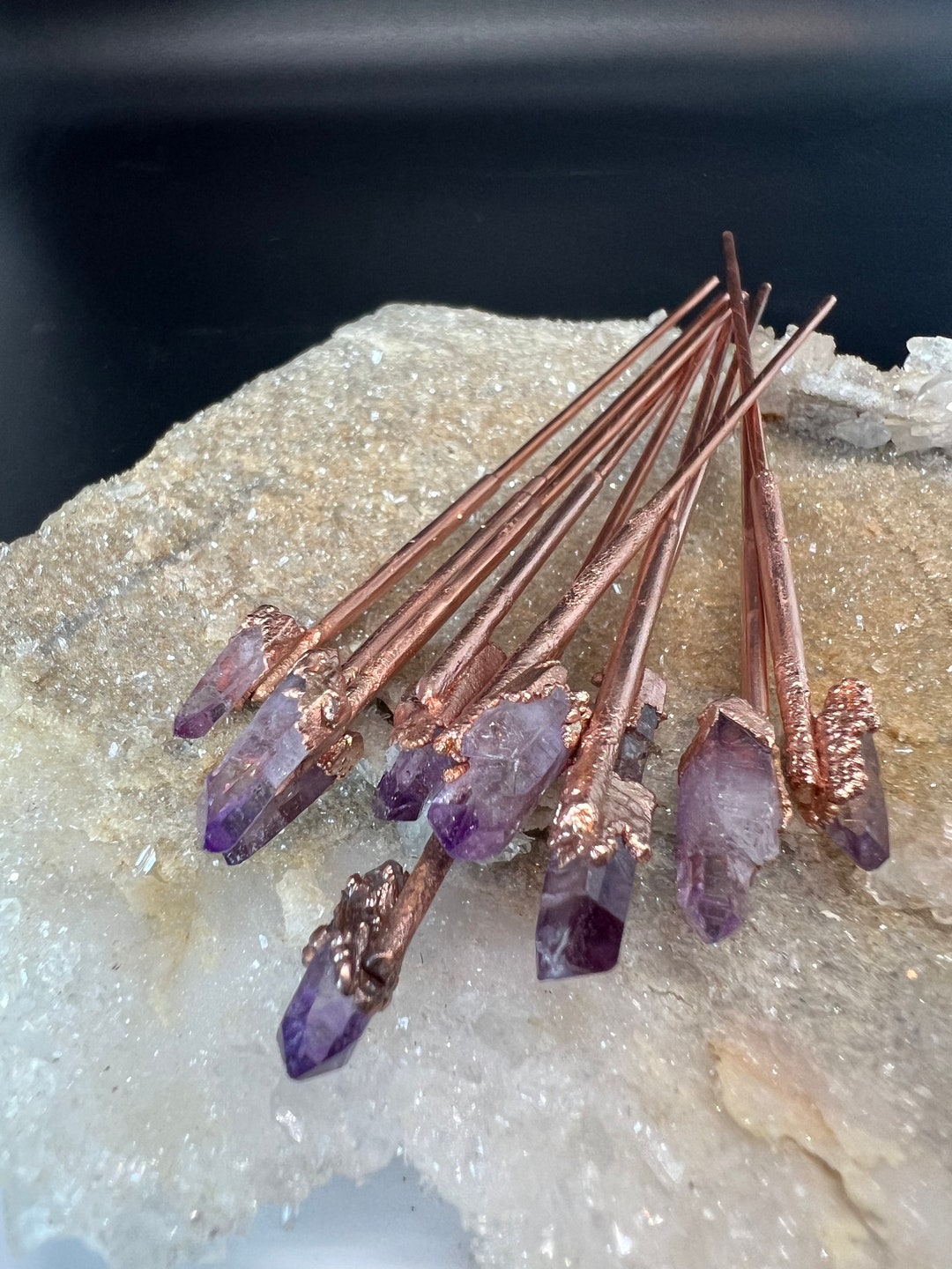 Dainty Raw Amethyst Crystal Hair Stick | Boho Wedding | Boho Amethyst ...