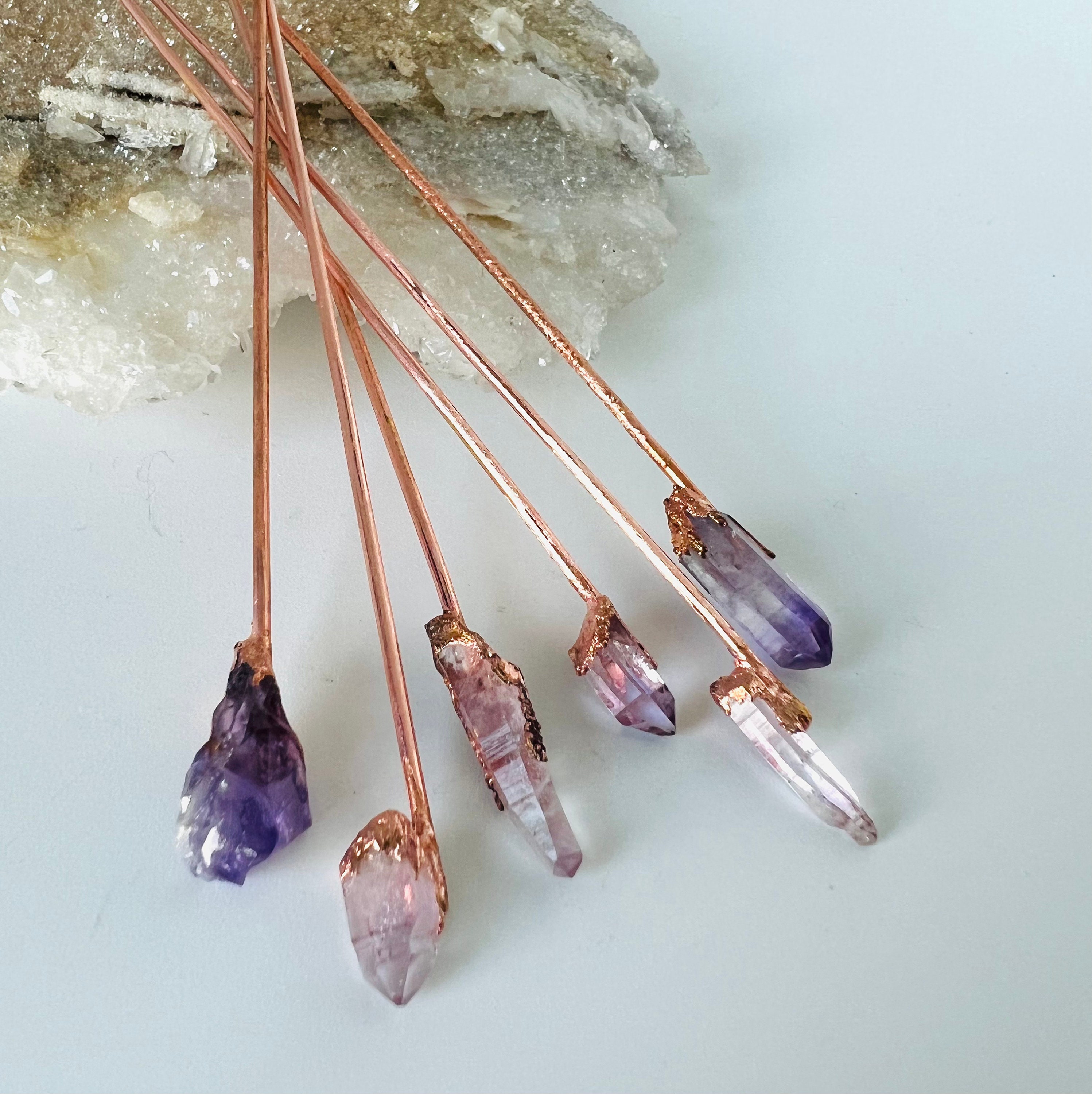 Dainty Raw Amethyst Crystal Hair Stick Boho Wedding Boho - Etsy