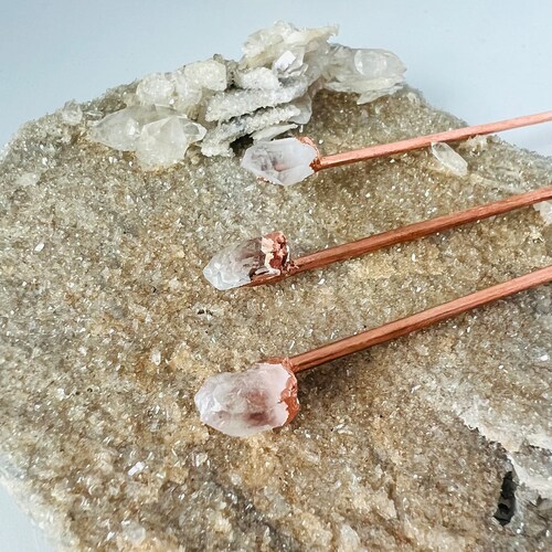 Dainty Raw Quartz Crystal Hair Stick Ready to Ship Boho - Etsy